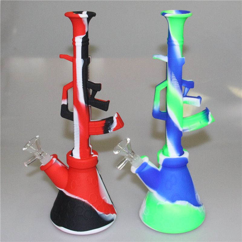 2021 11 Machine Gun Shape Ak47 Water Pipes Portable Silicone Water Bong ...