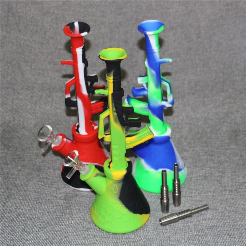 Discount 11 Bong Beaker AK 47 Machine Gun Glass Bongs Heady Water Pipe ...