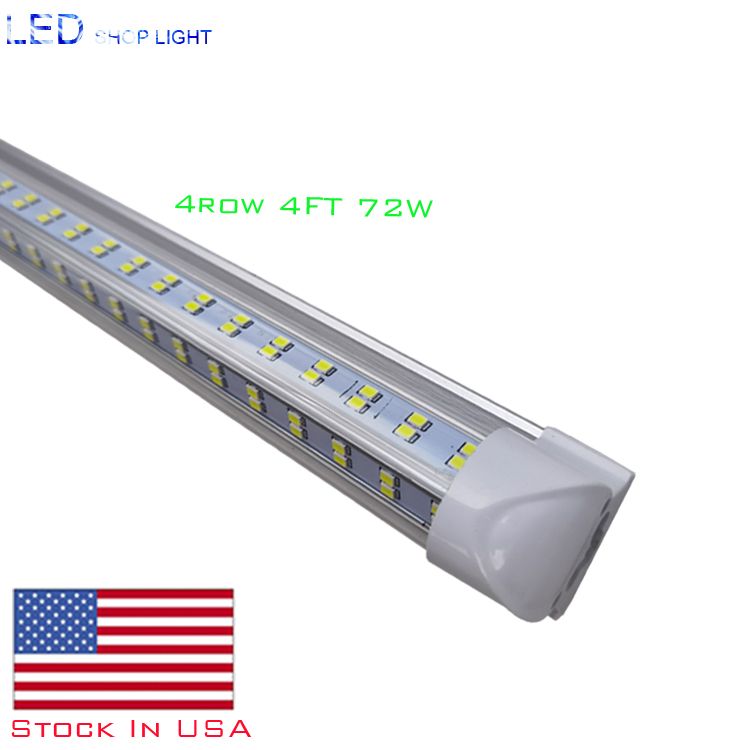 LED Shop Light,4FT,Integrated T8 LED Tube Light Fixture,4 ROW 72W ...