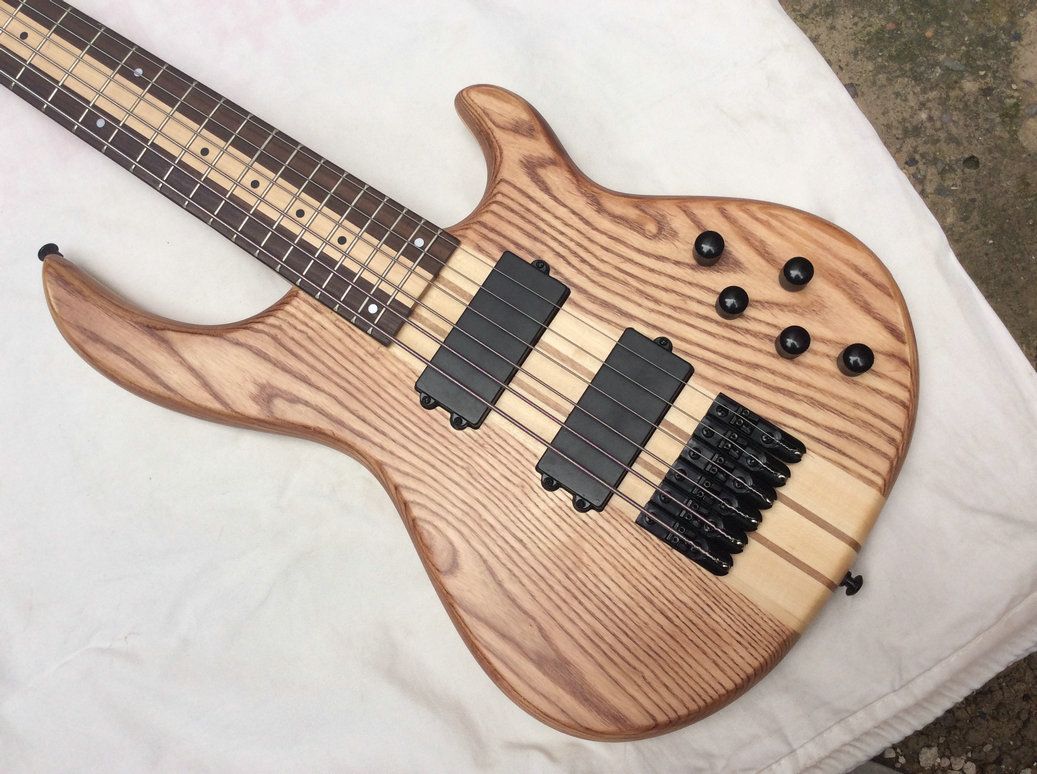 New 6 Strings Bass Active Pickups Electric Bass Neck Thru Body Rosewood ...