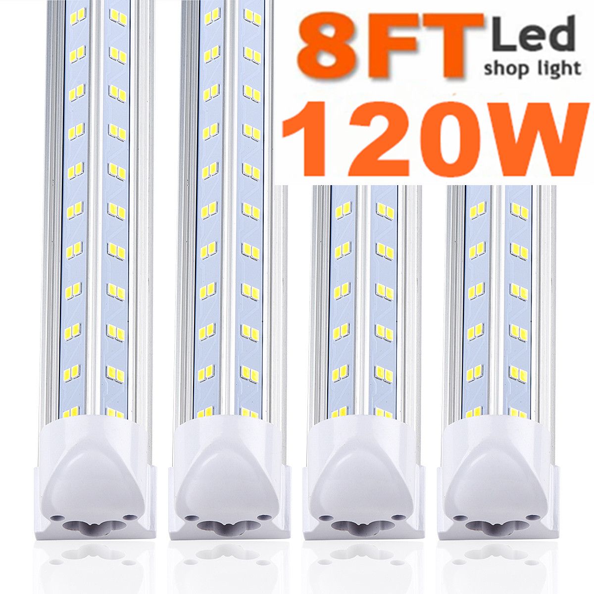 8ft LED Shop Light Fixture, T8, 8 Foot 120W 14000lm 6000K, Clear Cover ...