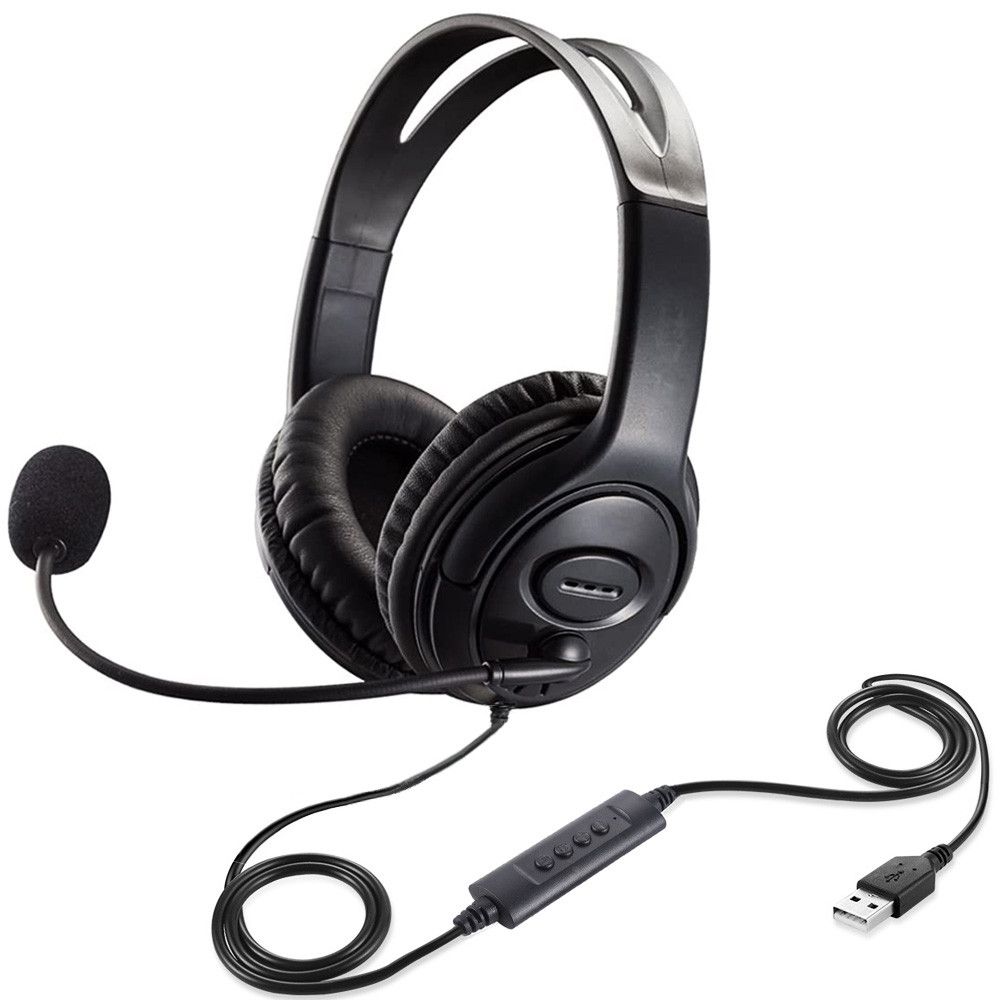 USB Gaming Headset Adjustable Wired Computer Headphones With Microphone ...