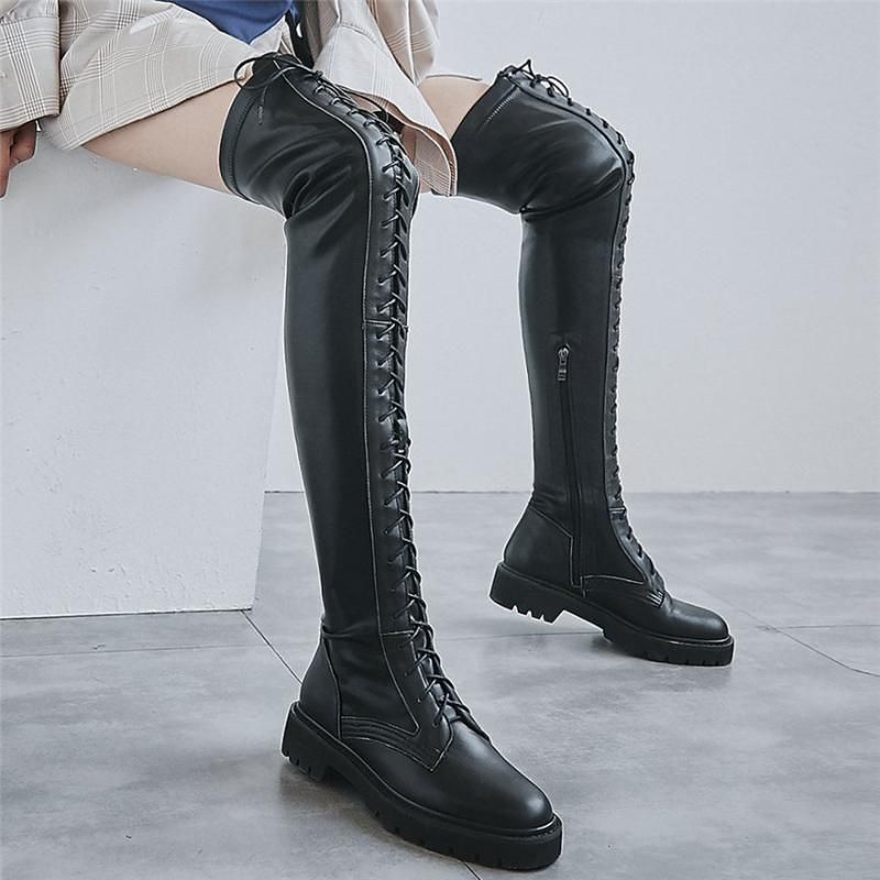 Thigh High Lace Up Combat Boots
