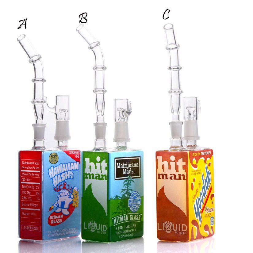 2021 Small Bong Juice Box Oil Rigs Glass Water Bong Water Pipe Beaker ...