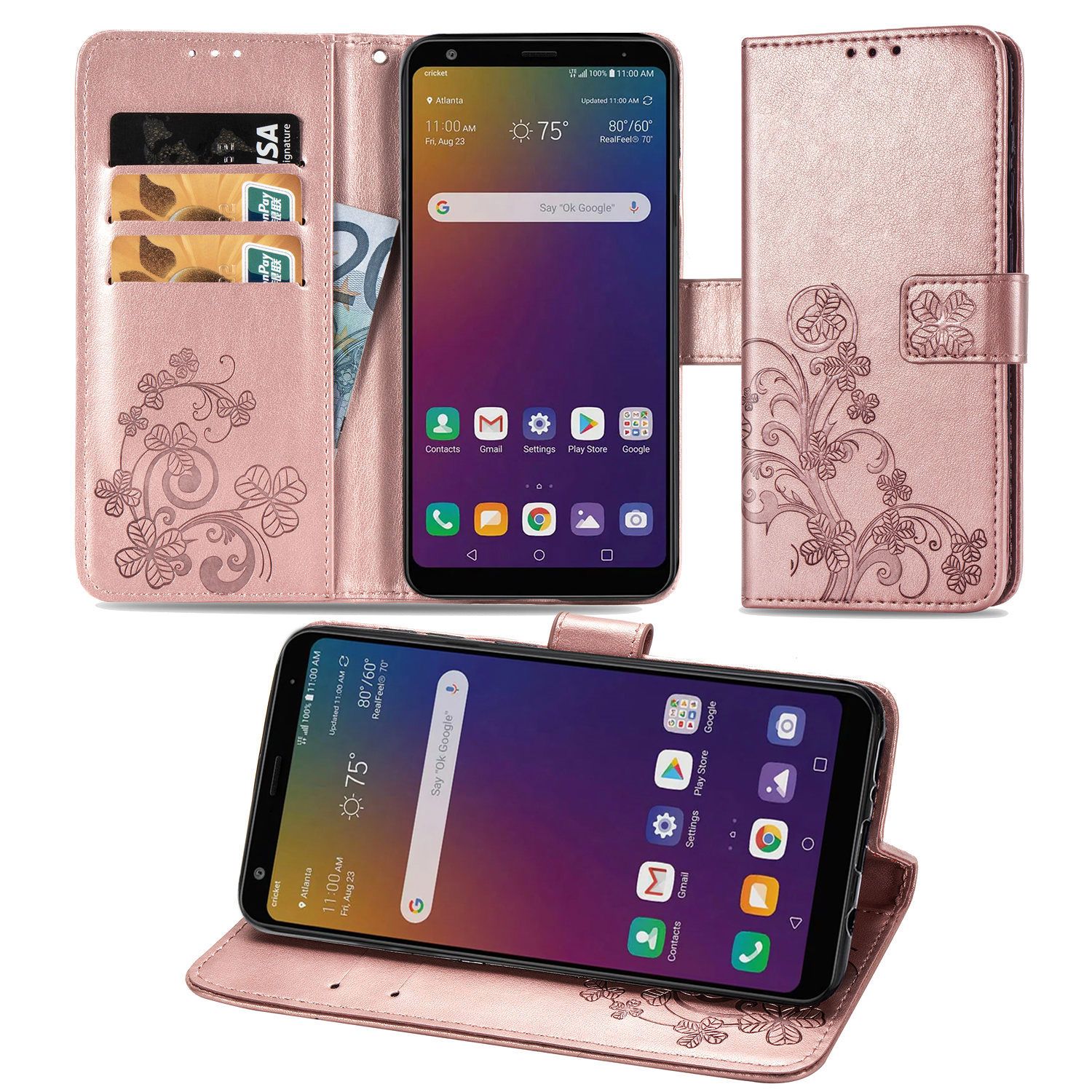 Handphone Cases For LG Stylo 5 PU Leather Cover Lucky Four Leaf Clover ...