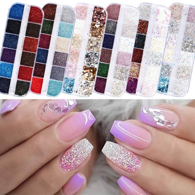 Glitter Powder Nail Designs