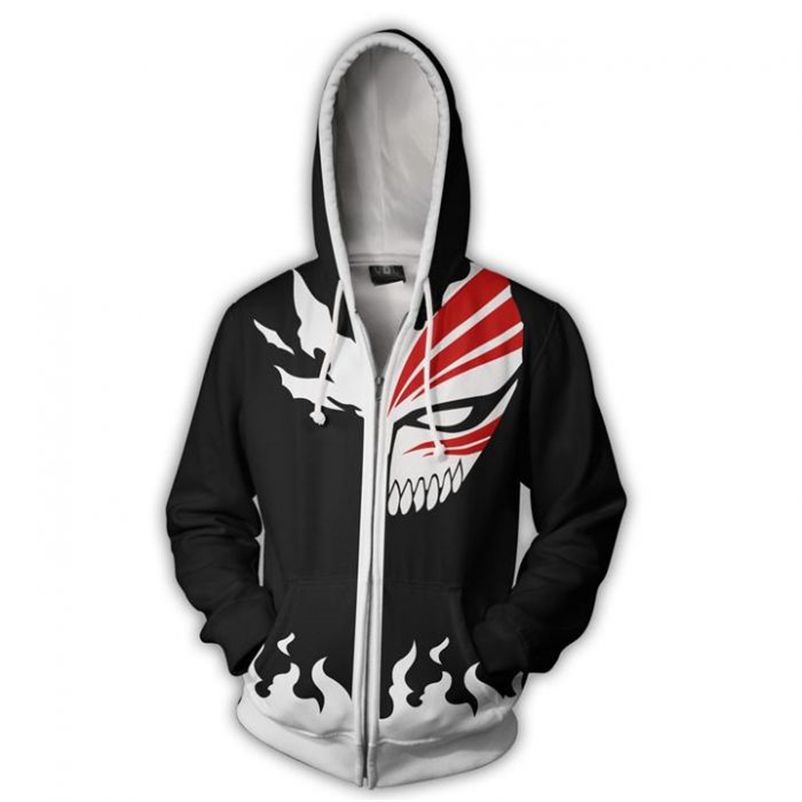 2021 Men And Women Anime Zip Up Hoodies Anime Bleach Hoodie Kurosaki ...