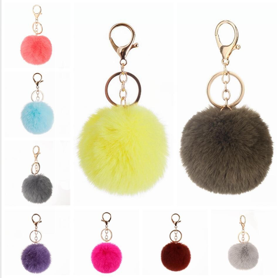 8cm Imitate Rabbit Fur Ball Keychain Pom Pom Car Handbag Keychains ...