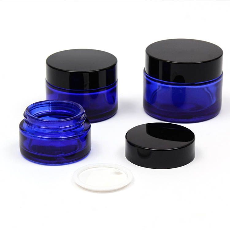 2021 15 30 50ML Cobalt Blue,Cosmetic Round Glass Jars, With Inner ...