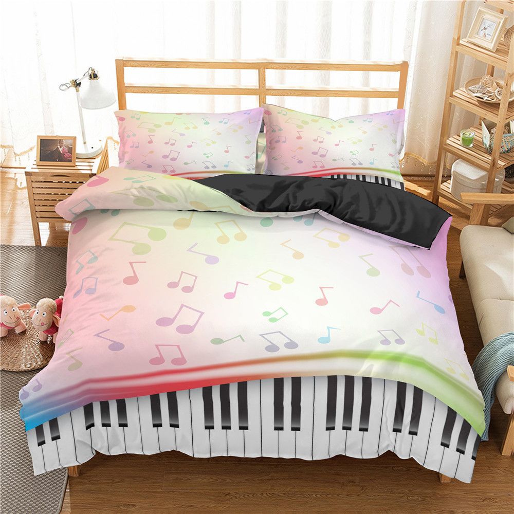 Homesky Bedding Set Piano Keyboard Music Note Duvet Cover Queen Size ...