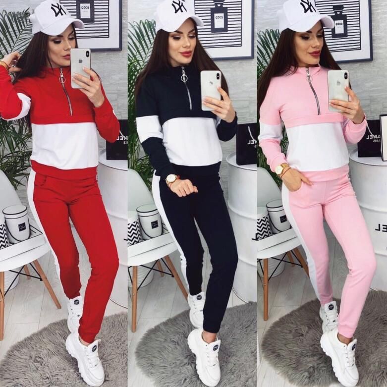 2021 2020 Womens Tracksuits Set Sweater Hood Long Sleeve Sports Shirt ...