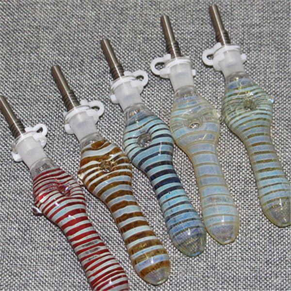Micro NC Kits 10mm Mini Glass Pipe With Quartz Tip Smoke Dab Straw Set ...