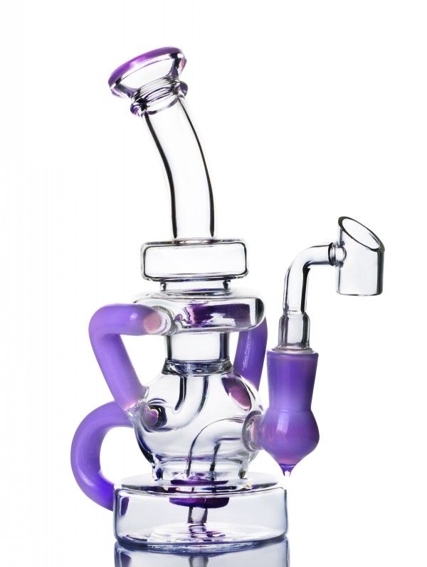 Bulk Order Unique Design Purple Glass Dab Rig With Thick Recycler Oil ...