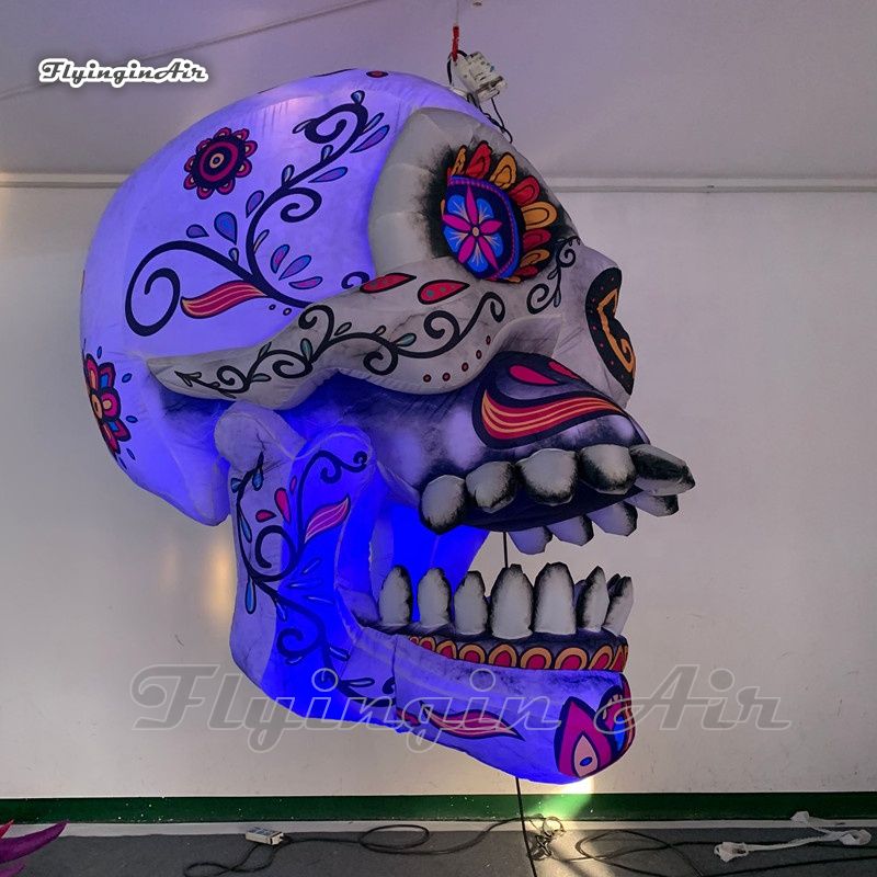 2020 Cursed Giant Lighting Inflatable Skull 2m/3m Hanging White LED ...