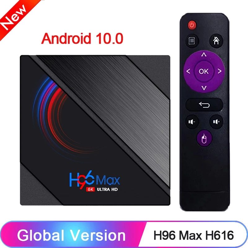 H96 Max TV Box Android 10.0 H616 Quad Core 2GB 16GB 6K 2.4/5G WIFI ...