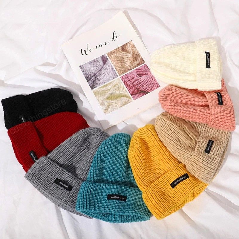 Womens Melon Hat Womens Winter Knitted Hat Beanie Letter Label High ...