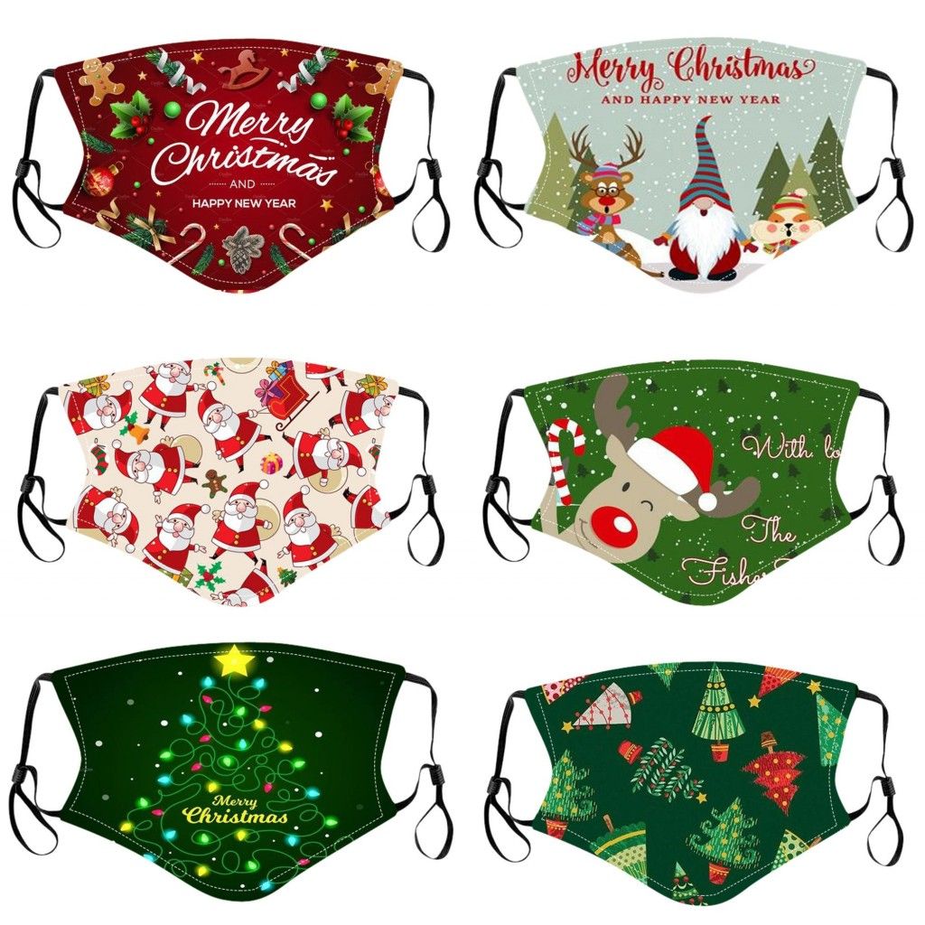 2020 US STOCK Christmas Face Mask Cartoon Santa Claus Snowflake ...