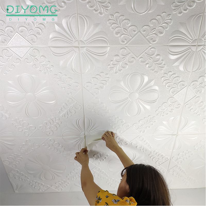 New Roof Ceiling Decoration 3D Wallpaper Waterproof Self Adhesive Wall ...