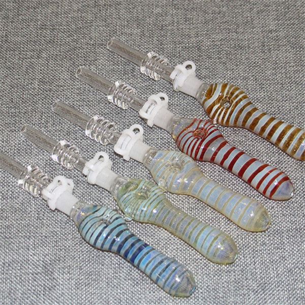 Micro NC Kits 10mm Mini Glass Pipe With Quartz Tip Smoke Dab Straw Set ...