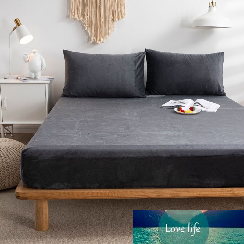 2020 Winter Warm Fitted Sheet Solid Color Mattress Cover All Around ...
