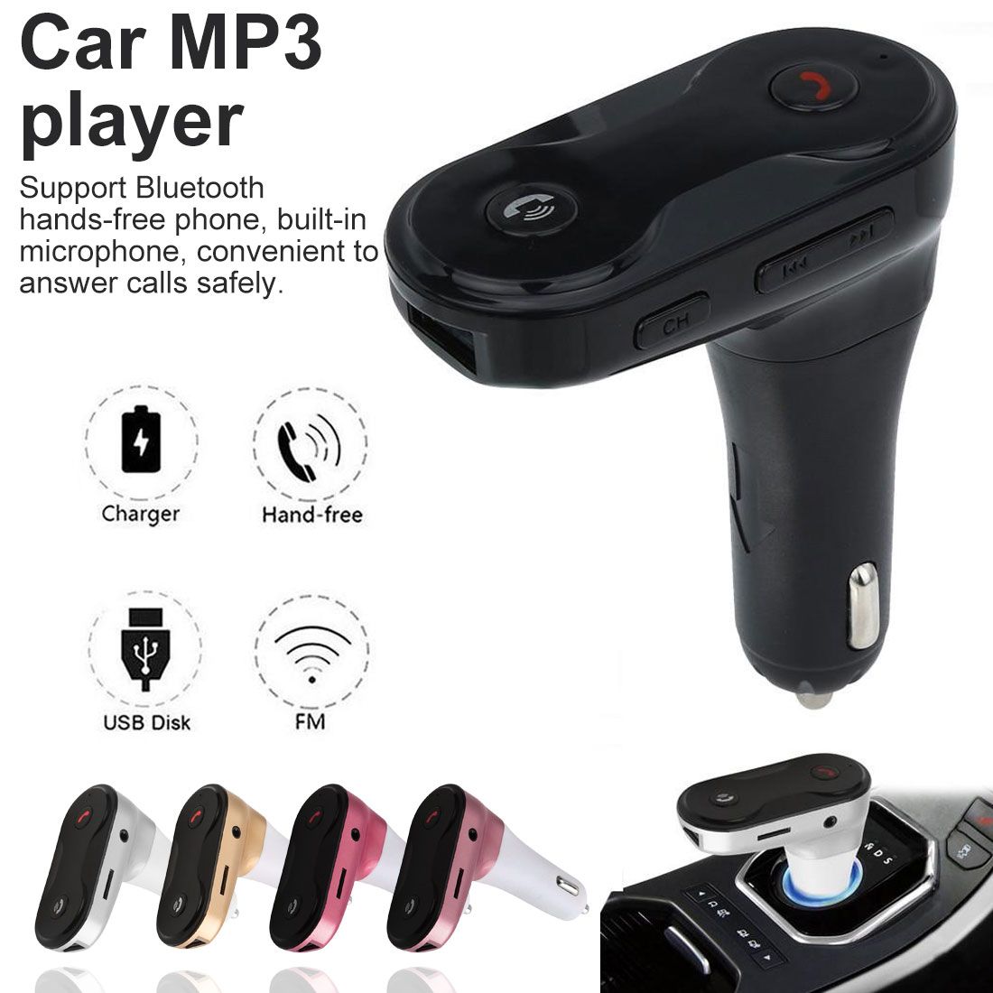 2021 Car C8 FM Transmitter MP3 Player Modulator Hands Free Wireless ...