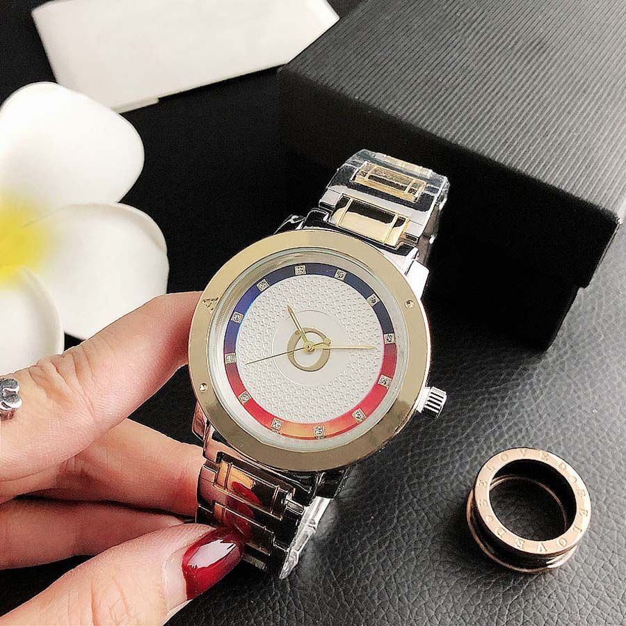 Fashion Brand Watches Women Girl Colorful Crystal Style Metal Steel ...