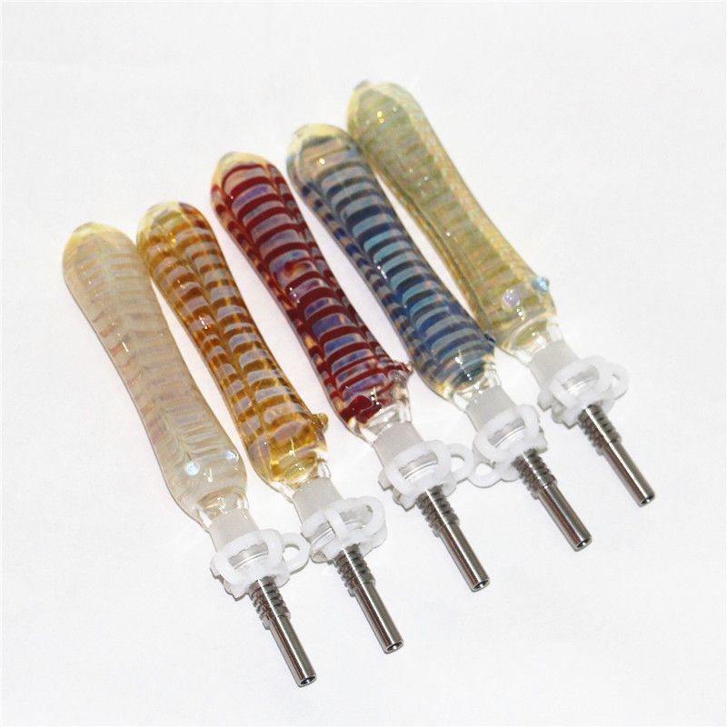 Smoking Mini Hand Pipe Kit Straw Quartz Tips Glass Water Pipes Bong ...