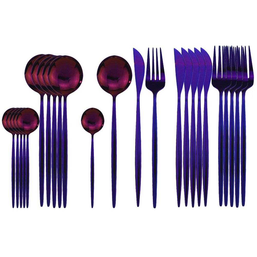 ₩14722에서 블랙 식기 세트 스테인레스 스틸 식기 칼 붙이 세트 식기 세척기 안전 포크 나이프 숟가락 Flatware 세트 선물 상자 210318 Dhgate