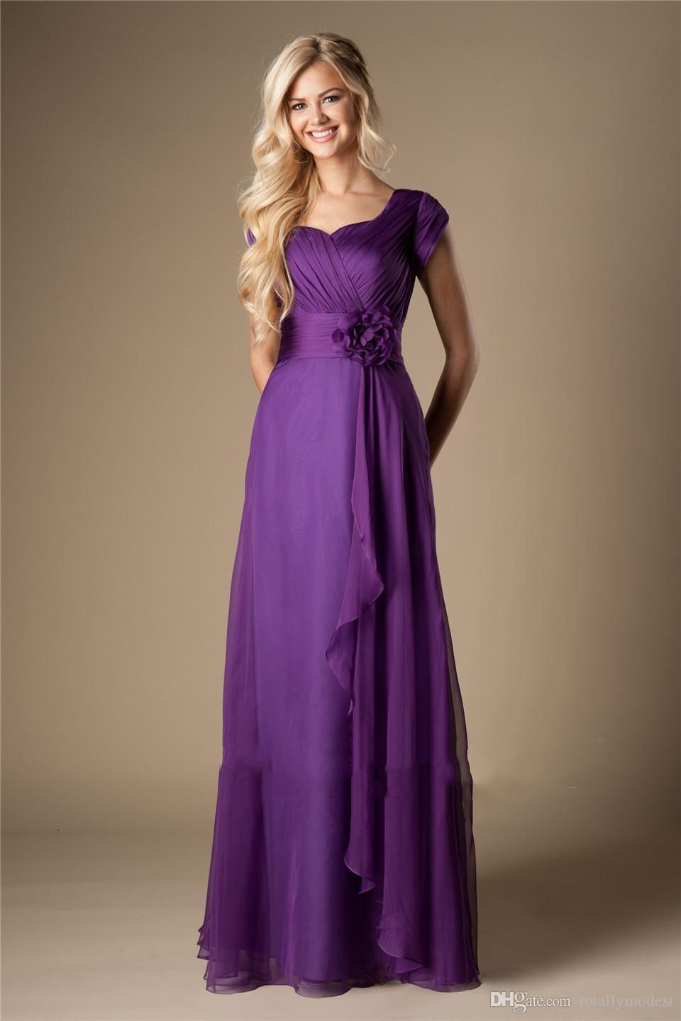 Modest Purple Bridesmaid Dresses