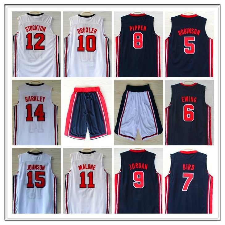 RETRO 1992 Dream Jersey Robinson Ewing Bird Pippen Drexler Malone ...