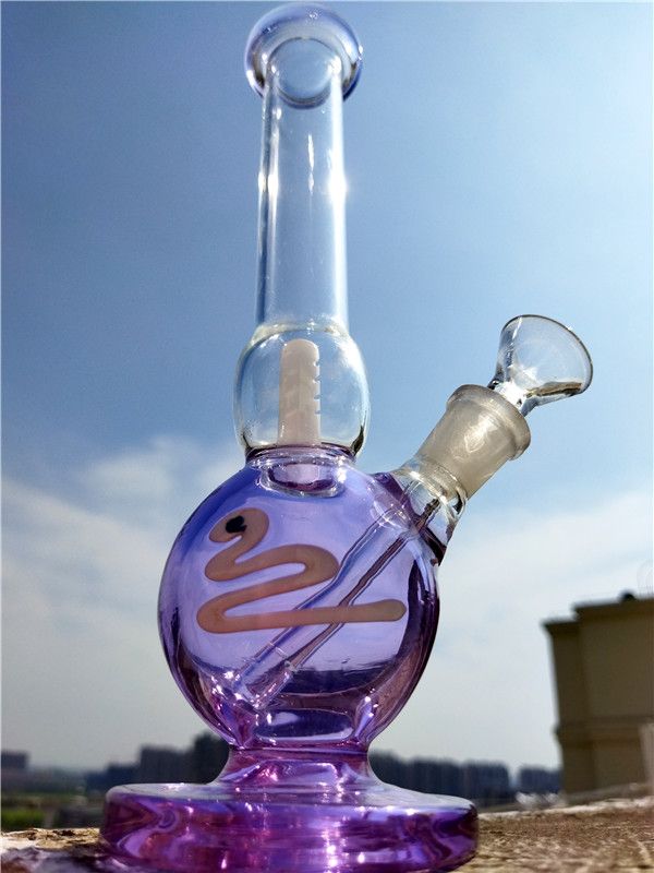 Purple Bong Dab Rig Glass Bong Diffused Downstem White Perc 14mm Female ...