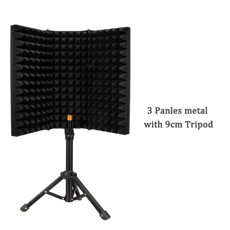 Microphones Microphone Isolation Shield 3 Panel With Stand Sound Proof ...