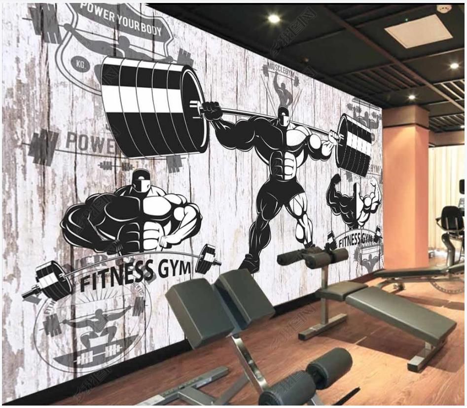 Custom Photo Wallpaper 3d Gym Murals Wallpaper Nostalgic Retro Sports ...
