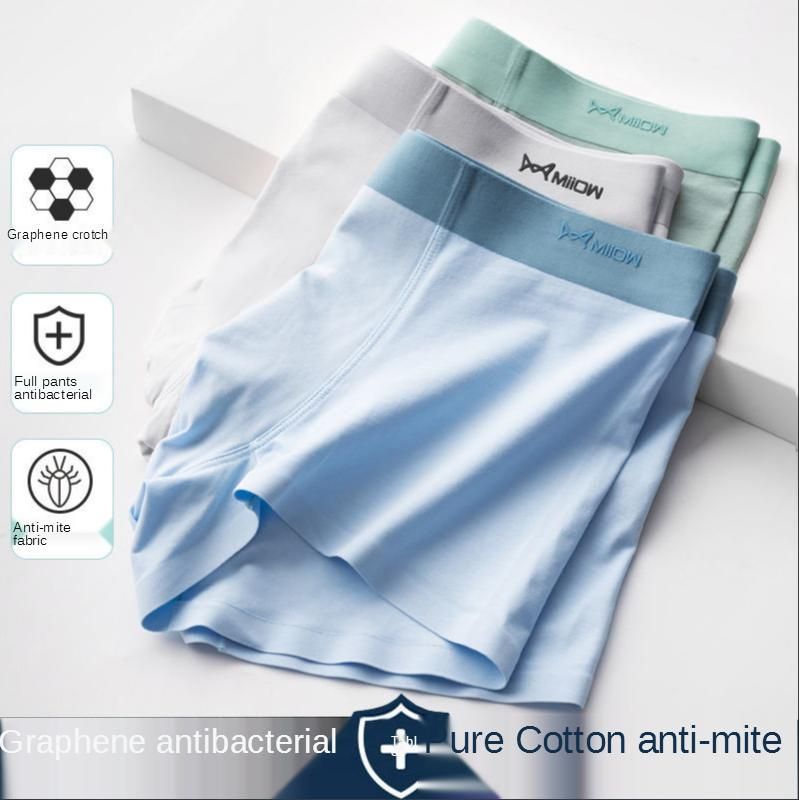 Underpants MiiOW Mens Underwear Pure Cotton Flat Angle Graphene Antibacterial Traceless Shorts ...