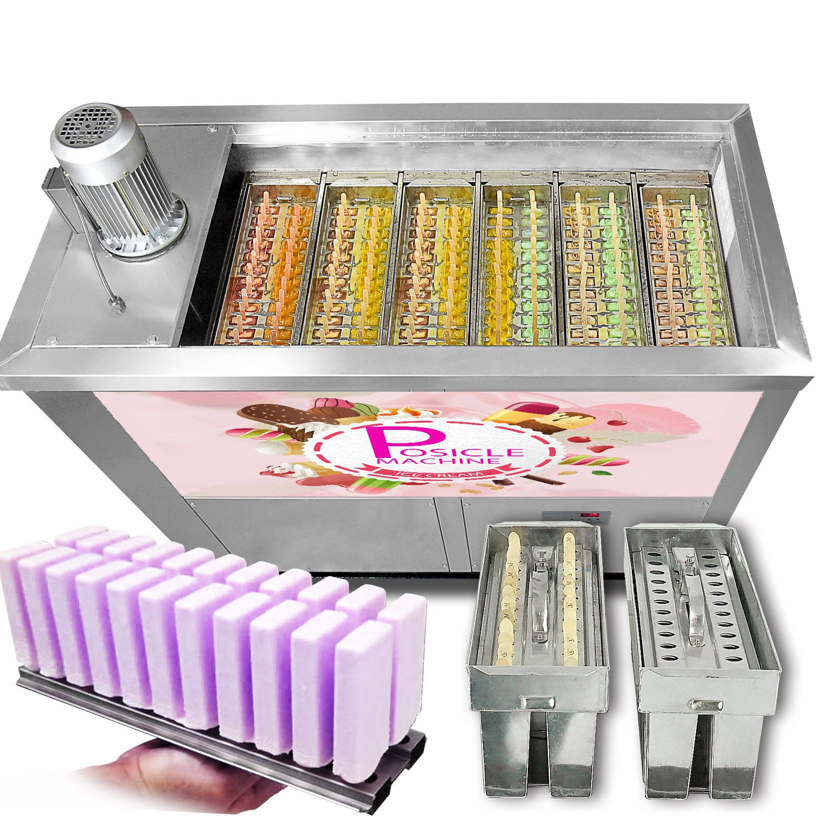 Commercial 6 Brazilian Slim Molds Ice Popsicle Machine, Ice Lolly ...