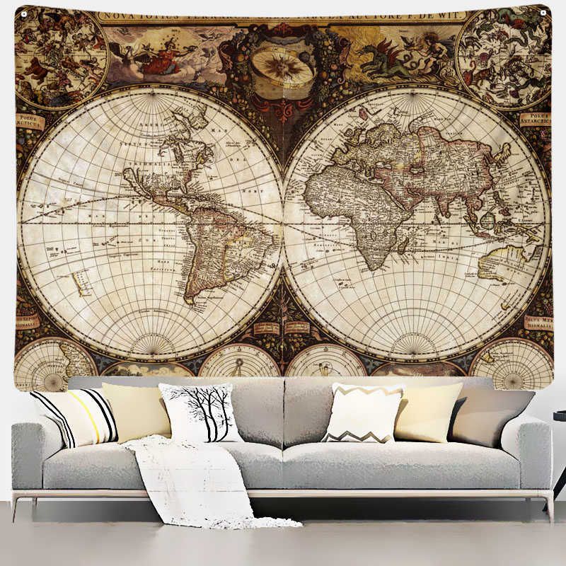 Boho Macrame Medieval World Map Tapestry Vintage Room Decor & Christmas ...