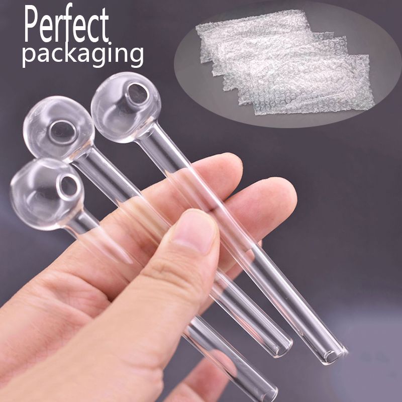 4inch Clear Pyrex Glass Oil Burner Pipe Glass Tube Straw Pipes Tobacco ...