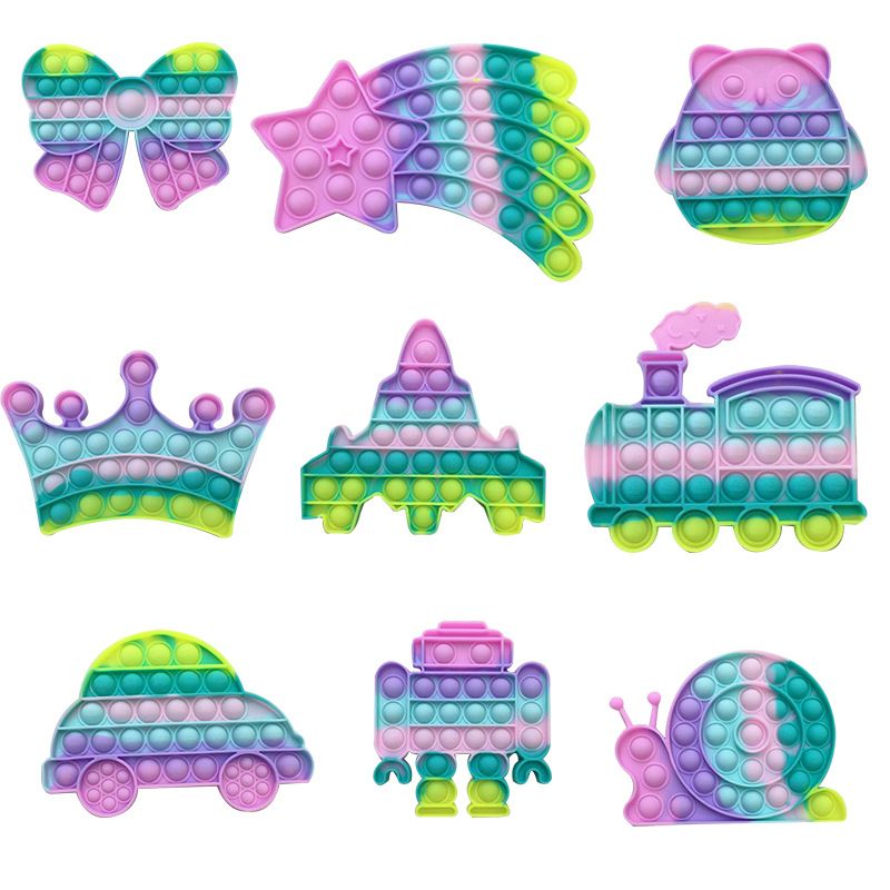 Rainbow Tie Dye Dinosaur Board Fidget Toys Push Bubble Boards Finger ...