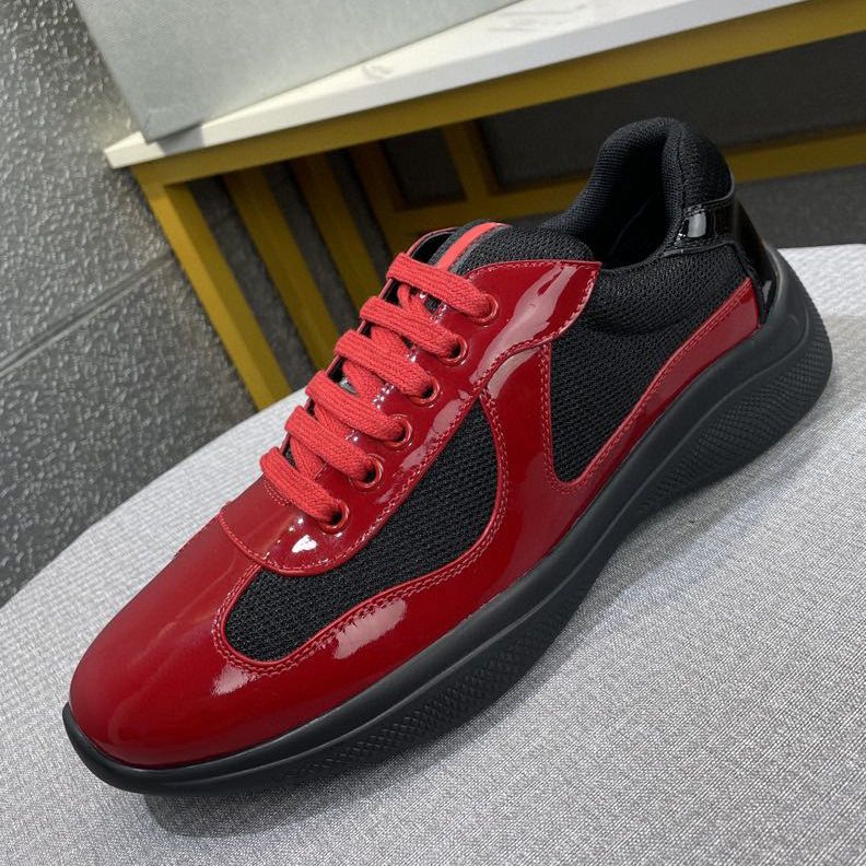 Men AmericaS Cup Bike Fabric Sneakers Patent Leather Mesh Flat Shoe ...