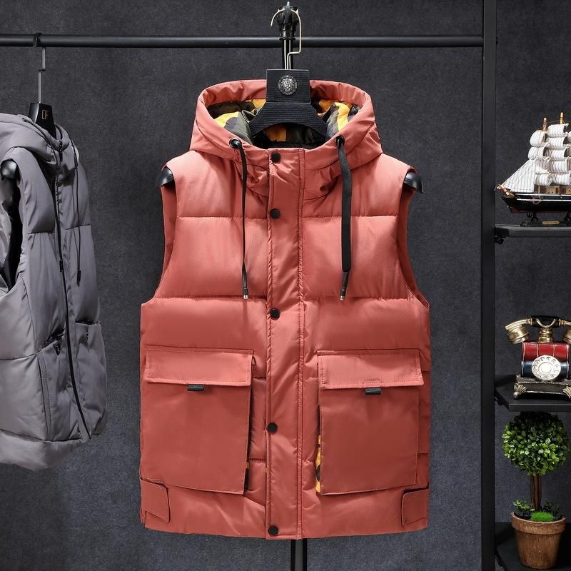 Mens Vests Men Jacket Winter Solid Color Casual Coat Keep Warm Thicken ...