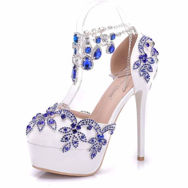 Blue High Heels With Diamonds