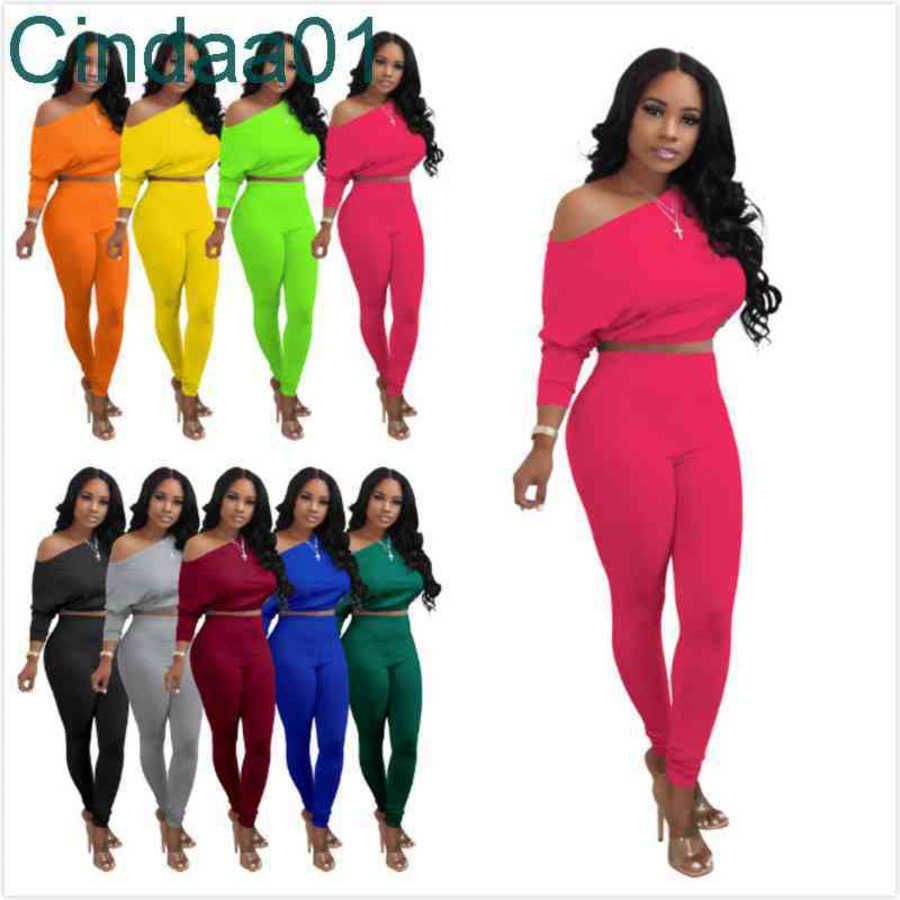 Women Two Piece Pant Outfits Designer Tracksuits Solid Colour Long Sleeve Top Pants Sets Ladies