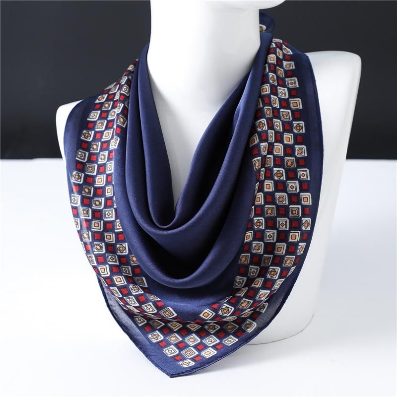 Luxury Print Office Neck Scarf For Women Silk Square Shawls Lady Wraps ...
