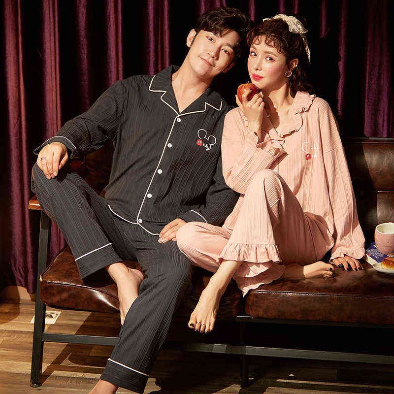 SLPBELY Cotton Couple Pajamas Set Homesuit Autumn Winter Cute Cartoon ...