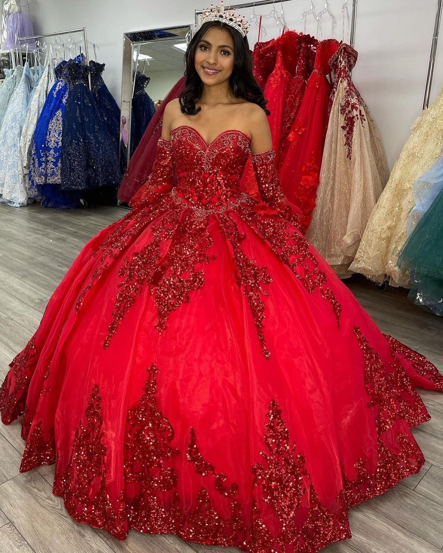 Red Puffy Quinceanera Dresses 2022