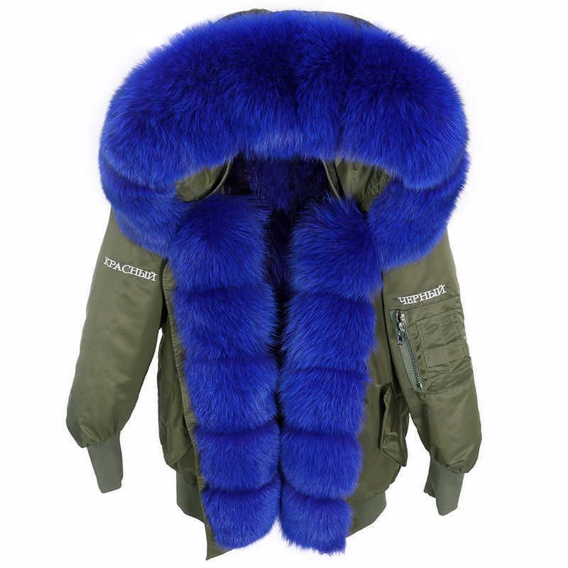 Maomaokong Natural Real Fur Collar Women Coat Raccoon Fur Liner Jacket Winter Fashion Warm Loose ...