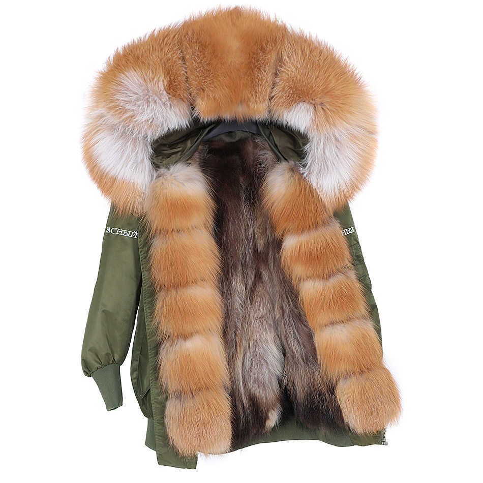 Maomaokong Natural Real Fur Collar Women Coat Raccoon Fur Liner Jacket Winter Fashion Warm Loose ...