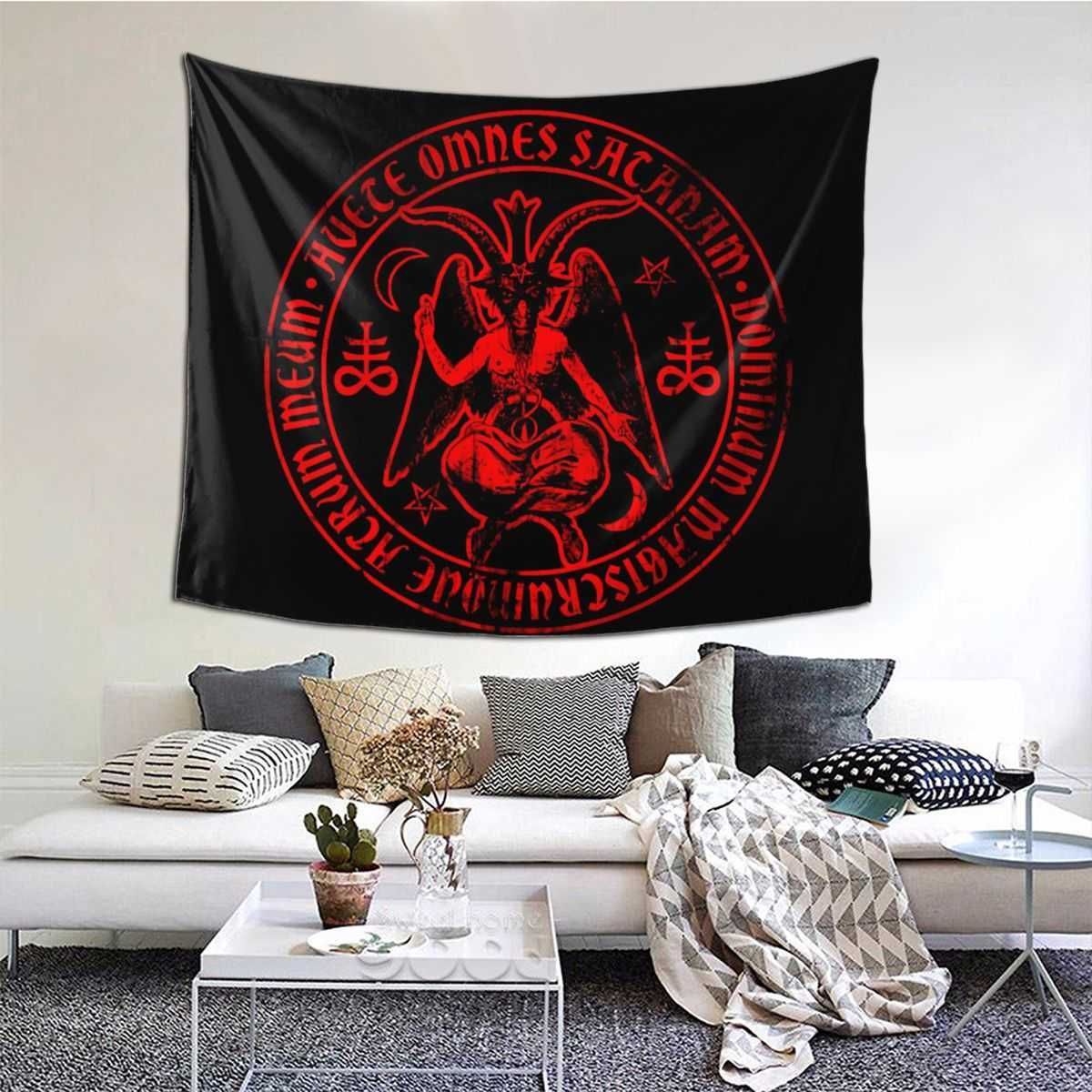 Baphomet Satan Tapestry: Occult Devil Evil Blanket For Beach, Table ...