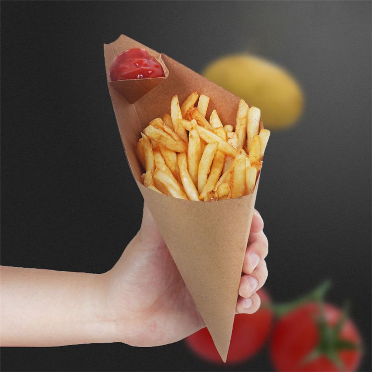 Disposable Take Out Containers Kraft Paper French Fries Box Cone Oil ...