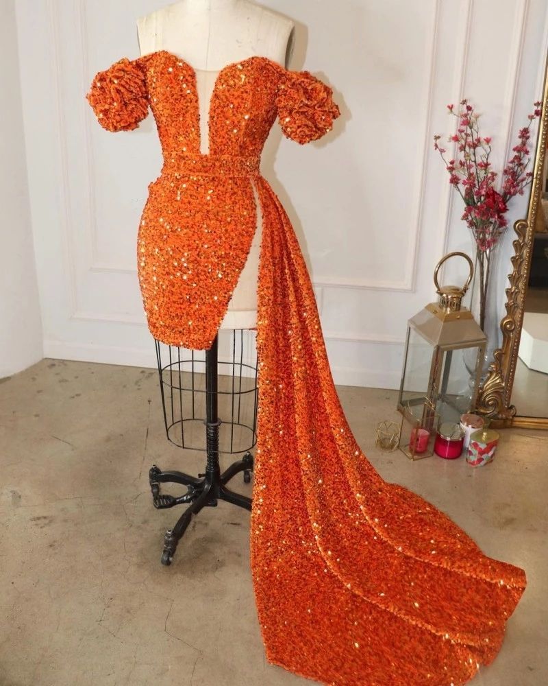 Short Orange Formal Dresses